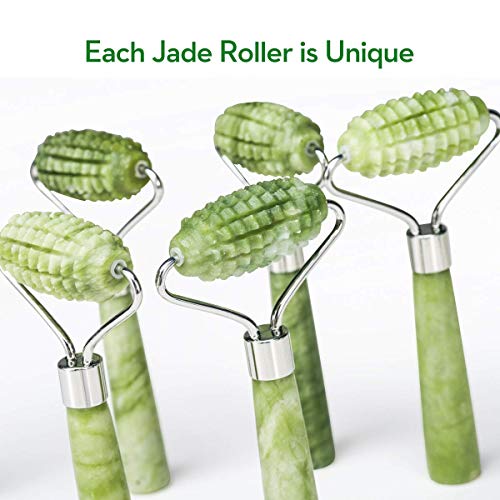 kimkoo Jade Roller and Gua Sha Set for Face-3 in 1 Kit with Facial Massager Tool,100% Real Natural Jade Stone Facial Roller Anti Aging,Face Beauty Set for Eye Anti-Wrinkle