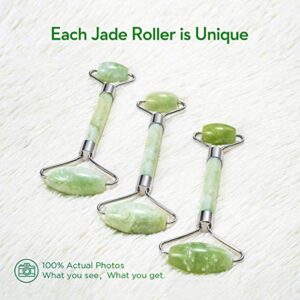 kimkoo Jade Roller and Gua Sha Set for Face-3 in 1 Kit with Facial Massager Tool,100% Real Natural Jade Stone Facial Roller Anti Aging,Face Beauty Set for Eye Anti-Wrinkle