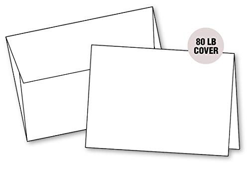 One Jade Lane 5"x7", Blank Cards and Envelopes, Blank White Invitation Cards with Envelopes All Occasions, Scored, Heavy Duty Quality Cardstock, Blank Greeting Christmas Cards Printable. (20 Pack)