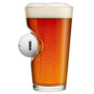 benshot pint glass with real golf ball - 16oz | made in the usa