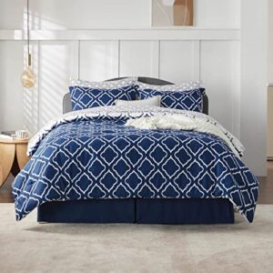 Bedsure Bed in a Bag - Queen Size Comforter Sets 7 Pieces, Bed Set with 1 Comforter, 2 Pillow Shams, 2 Pillowcases, 1 Flat Sheet, 1 Fitted Sheet, Navy Blue