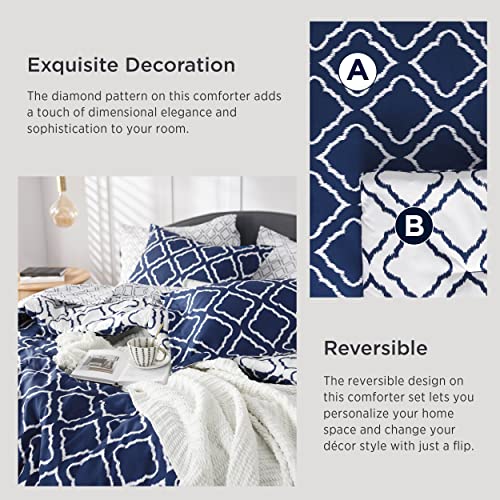 Bedsure Bed in a Bag - Queen Size Comforter Sets 7 Pieces, Bed Set with 1 Comforter, 2 Pillow Shams, 2 Pillowcases, 1 Flat Sheet, 1 Fitted Sheet, Navy Blue