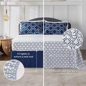 Bedsure Bed in a Bag - Queen Size Comforter Sets 7 Pieces, Bed Set with 1 Comforter, 2 Pillow Shams, 2 Pillowcases, 1 Flat Sheet, 1 Fitted Sheet, Navy Blue