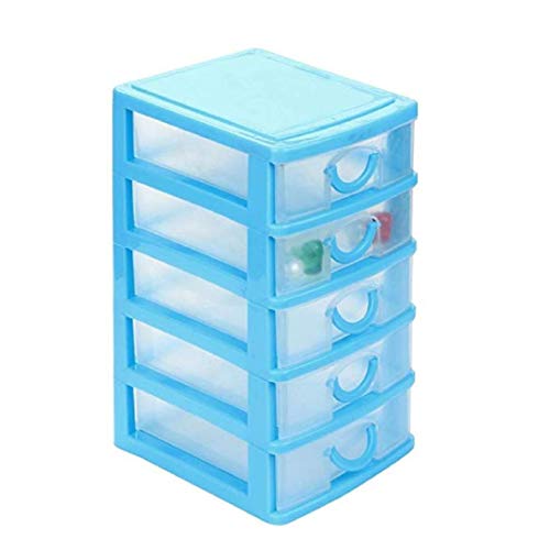 TOPOB Storage Box, Durable Plastic Mini Desktop Drawer Sundries Case Small Objects Makeup Organizer (Blue, XL)