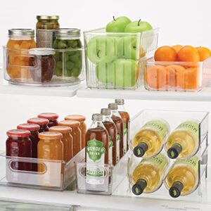 mDesign Plastic Food Cabinet Storage Organizer Container Bin with Open Vents for Kitchen, Pantry, Refrigerator Organization - Holds Fruit, Vegetables, Cheese - Ligne Collection - 4 Pack - Clear