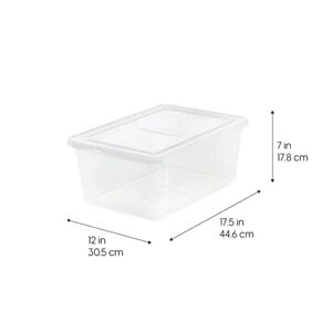 IRIS USA 17.5 Qt Plastic Storage Container Bin with Latching Lid, Stackable Nestable Box Tote Closet Organization School Art Supplies - Clear, 12 Pack