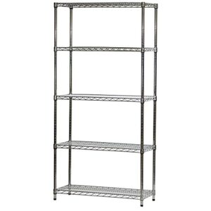 shelving inc. 14" d x 36" w x 84" h chrome wire shelving with 5 tier shelves, weight capacity 800lbs per shelf