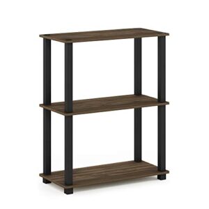 furinno turn-s-tube 3-tier compact multipurpose shelf display rack with square tube, columbia walnut/black