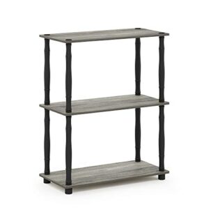 furinno 18029gyw/bk turn-n-tube 3-tier compact multipurpose shelf display rack, classic, french oak grey/black, 3-tier classic tubes