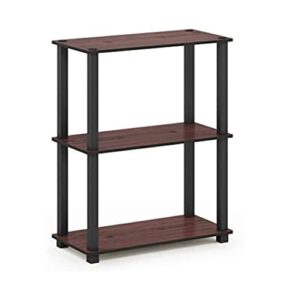 furinno turn-s-tube 3-tier compact multipurpose shelf display rack with square tube, dark cherry/black