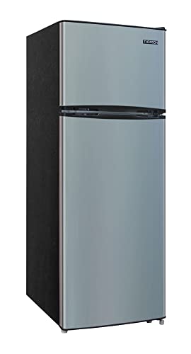 Thompson Thomson TFR725 2 Door Apartment Size Refrigerator with Freezer and Rounded Chrome Corners, 7.5 cu. ft, Platinum, Stainless