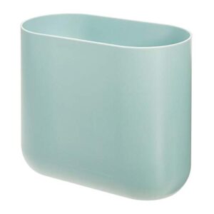 idesign cade oval slim trash, compact waste basket garbage can for bathroom, bedroom, home office, dorm, college-matte soft aqua