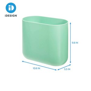 iDesign Cade Oval Slim Trash, Compact Waste Basket Garbage Can for Bathroom, Bedroom, Home Office, Dorm, College-Matte Soft Aqua