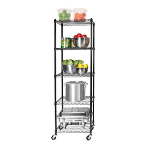 seville classics ultradurable heavy duty nsf solid steel wire rack storage unit organizer for garage, warehouse, office, restaurant, classroom, kitchen, 5-tier shelving, 24" w x 18" d, black, 10 count