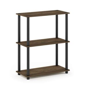 furinno turn-n-tube 3-tier compact multipurpose shelf display rack, columbia walnut/black