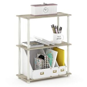 Furinno Turn-N-Tube 3-Tier Compact Multipurpose Shelf Display Rack with Classic Tube, Sonoma Oak/White