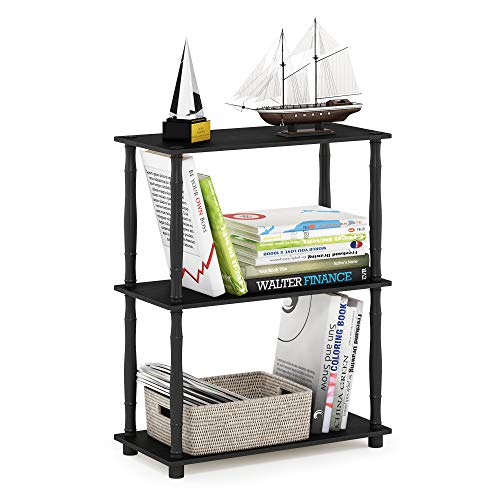 Furinno Turn-N-Tube 3-Tier Compact Multipurpose Shelf Display Rack with Classic Tube, Americano/Black