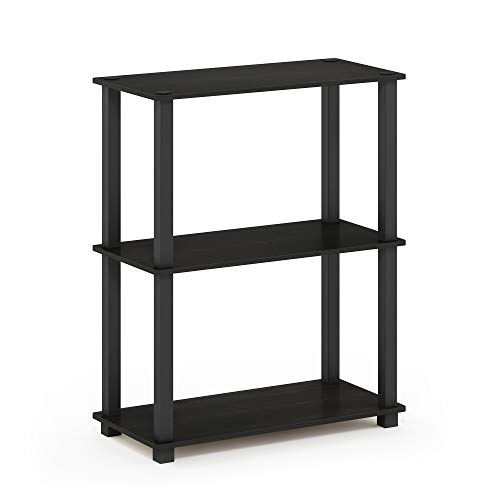 Furinno Turn-S-Tube 3-Tier Compact Multipurpose Shelf Display Rack with Square Tube, Espresso/Black