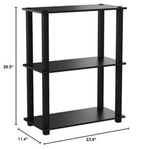 Furinno Turn-S-Tube 3-Tier Compact Multipurpose Shelf Display Rack with Square Tube, Espresso/Black