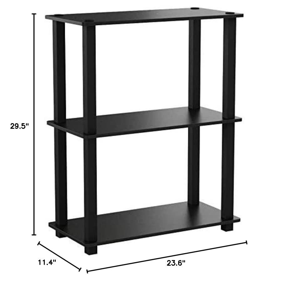 Furinno Turn-S-Tube 3-Tier Compact Multipurpose Shelf Display Rack with Square Tube, Espresso/Black