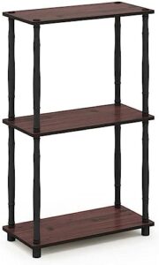 furinno turn-n-tube 3-tier compact multipurpose shelf display rack with classic tube, dark cherry/black