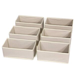 diommell 6 pack foldable cloth storage box closet dresser drawer organizer fabric baskets bins containers divider for clothes underwear bras socks lingerie clothing,beige 060