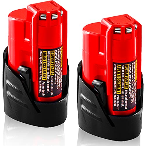 TenHutt 【Upgrade!】 2 Pack M12 3.0Ah Replacement Battery for Milwaukee 12V M12 Lithium Ion Battery Xc Tools/Heated Jacket 48-11-2420 48-11-2440 48-11-2402 48-11-2411 48-11-2412 Cordless Power Tools