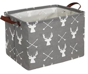 hiyagon baby storage basket cute toy basket for boys and girls kids storage bin organizer box gift basket empty rectangular deer room decor for home(grey deers)