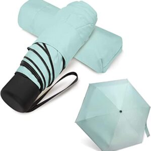 Small Travel Umbrella Light Compact Folded Umbrellas Purse Size for Women Mint Green