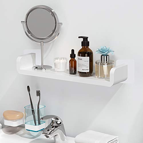 LAIGOO Floating Shelf Adhesive Wall Mounted Non-Drilling, U Bathroom Organizer Display Picture Ledge Shelf for Home Decor/Kitchen/Bathroom Storage-LPL03(L)