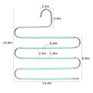 Myfolrena Hangers for Pants, Updated S Shaped Hanger Non Slip Clothes Hanger Space Saving for Jeans Trousers Slacks Leggings(Teal-4 Pack)