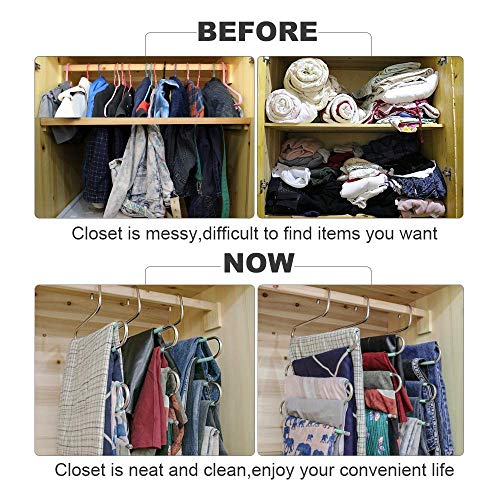 Myfolrena Hangers for Pants, Updated S Shaped Hanger Non Slip Clothes Hanger Space Saving for Jeans Trousers Slacks Leggings(Teal-4 Pack)