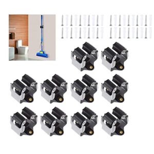 broom holder wall mount 10 pack heavy duty metal mop broomstick shovel handle hanging clips clamp organizer hanger rack gripper