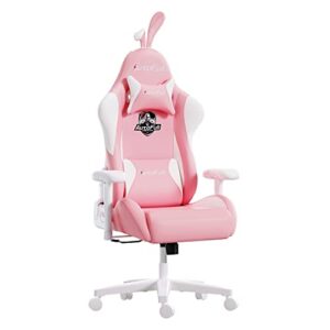 autofull c2 pink bunny gaming chair cute kawaii gamer chair for girl ergonomic computer gaming chair with lumbar support pu leather high back racing gaming chairs