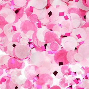 round tissue paper table confetti dots for wedding birthday party decoration, 1.76 oz (1.5 cm plus 2.5 cm, pink rose red confetti)