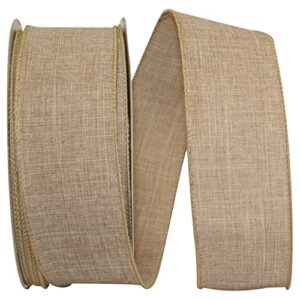 reliant ribbon 92573w-750-40k everyday linen value wired edge ribbon, 2-1/2 inch x 50 yards, natural