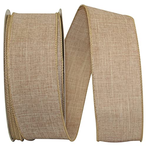 Reliant Ribbon 92573W-750-40K Everyday Linen Value Wired Edge Ribbon, 2-1/2 Inch X 50 Yards, Natural