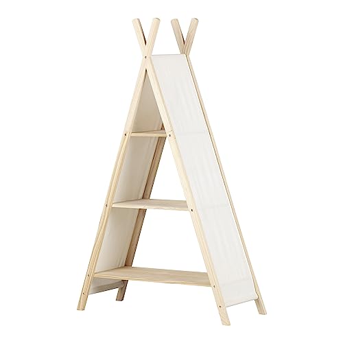 South Shore Sweedi Teepee 3 tier Shelving Unit-Natural Cotton and Pine