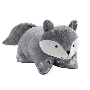 pillow pets naturally comfy fox stuffed animal plush toy, gray