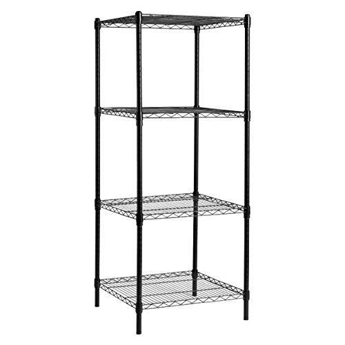 HollyHOME 4 Shelves Adjustable Steel Wire Shelving Rack, Metal Heavy Duty Storage Shelf, Bathroom Storage Tower Kitchen Shelving, 60 * 60CM