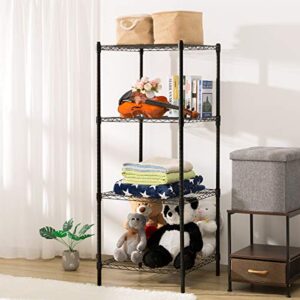 HollyHOME 4 Shelves Adjustable Steel Wire Shelving Rack, Metal Heavy Duty Storage Shelf, Bathroom Storage Tower Kitchen Shelving, 60 * 60CM