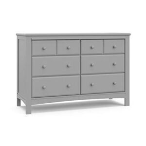 graco benton 6 drawer double dresser (pebble gray) – easy new assembly process, universal design, durable steel hardware and euro-glide drawers with safety stops, coordinates with any nursery