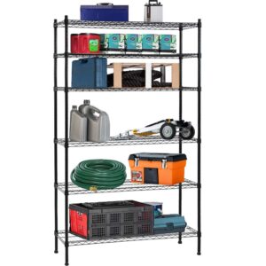 dkeli metal wire shelving unit nsf heavy duty 6-tier height adjustable utility steel storage shelves 42"l x 16"w x 72"h commercial grade layer shelf organizer rack 1500 lbs capacity garage shelving