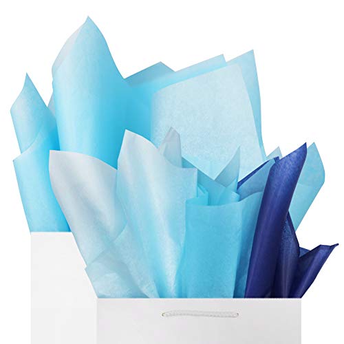 Blue Tissue Gift Wrapping Paper 60 Sheets Set, 26” x 20, Baby Blue Sky Blue Ultramarine Premium Mix Recyclable Bulk, DIY Art Craft Decoration,Wedding, Baby Shower by BllalaLab