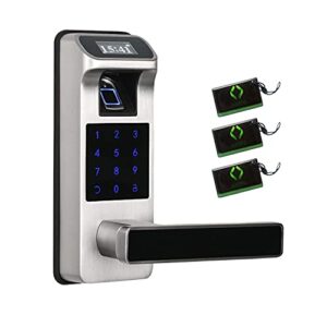 harfo fingerprint door lock, keyless entry door lock with touchscreen and oled display, keypad door lock, door lock with keypad, door level, passcode door lock for office home (satin nickel)