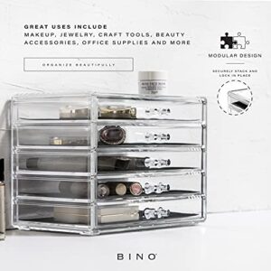 BINO THE MANHATTAN SERIES Acrylic Makeup Drawer Organizer- 5 Drawers | Clear Beauty Organizers and Storage| Cosmetic & Makeup Drawer| Home Organization| Jewelry & Vanity Accessories Drawers