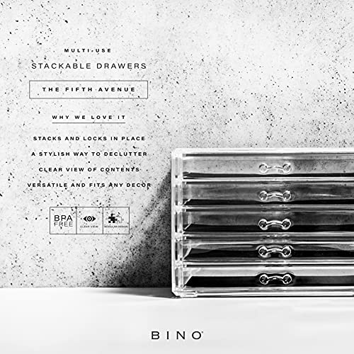 BINO THE MANHATTAN SERIES Acrylic Makeup Drawer Organizer- 5 Drawers | Clear Beauty Organizers and Storage| Cosmetic & Makeup Drawer| Home Organization| Jewelry & Vanity Accessories Drawers