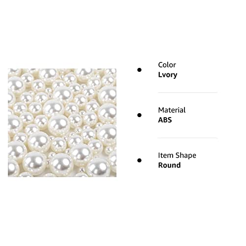 Quefe 150pcs Pearls for Crafts No Holes, Vase Filler Artificial Plastic Ivory Pearl Beads, Pearls for Vase Filler, Table Scatter, Wedding, Birthday Party, Home Decoration(8mm, 14mm, 20mm)