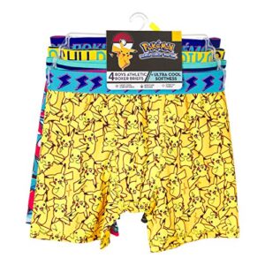 Pokemon Boys' Big 4PK or 7PK Athletic 5PK 100% Cotton Boxer Briefs in Size 4, 6, 8, 10 and 12, Blue,Yellow,Red with Blue and Multicolor