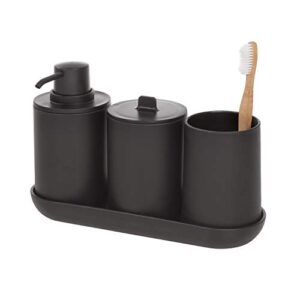 iDesign 28737ES Cade 4-Piece Bathroom Accessory Set, Matte Black, 24.5 cm x 8.9 cm x 16.2 cm